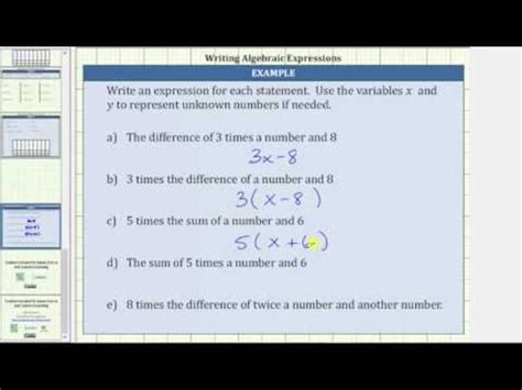 Write Algebraic Expressions From Statements Form Ax B And A X B Instructional Video For 6th