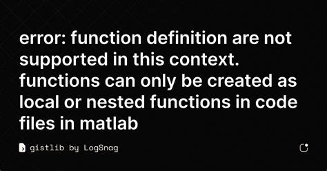 Gistlib Error Function Definition Are Not Supported In This Context