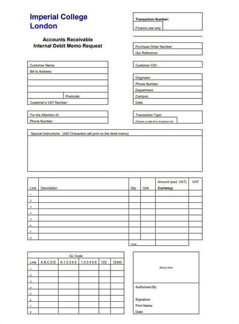 Printable Debit Note Template