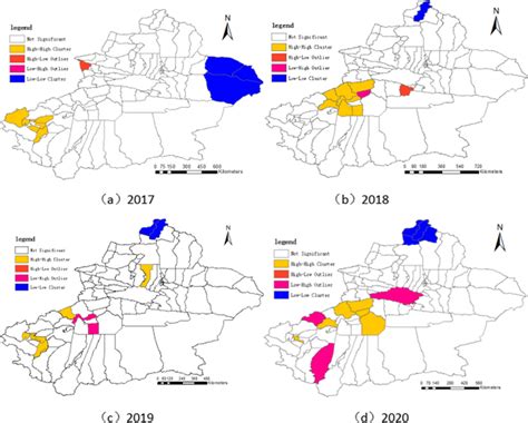 Local Moran Visualization Results From 2017 To 2020 Download