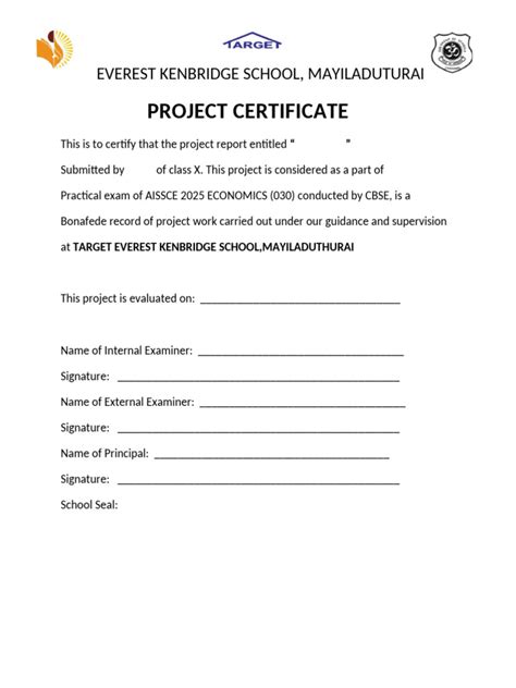 Project Certificate Pdf