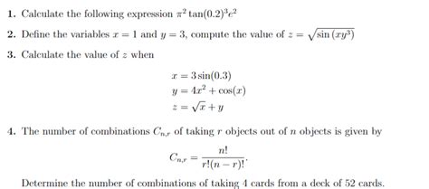 solved 1 calculate the following expression π2tan 0 2 3e2