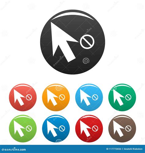 Cursor Stop Icons Set Color Vector Stock Vector Illustration Of Clicking Background