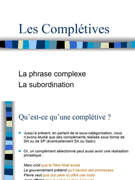 dokumen tips les completives la phrase complexe la subordination pdf