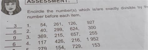 solved assessment encircle the number s which is are exactly divisible by th number before