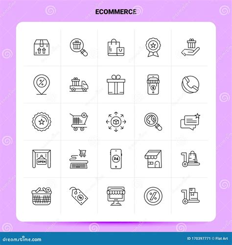 Outline 25 Ecommerce Icon Set Vector Line Style Design Black Icons Set Linear Pictogram Pack