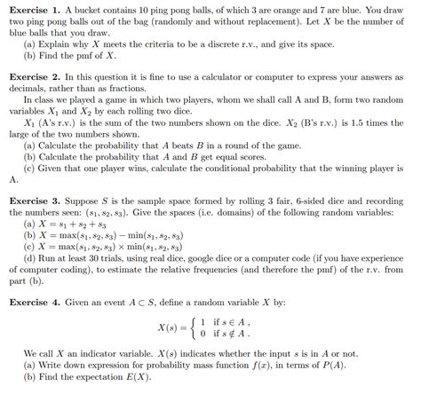 Solved Exercise 1 A Bucket Contains 10 Ping Pong Balls Of