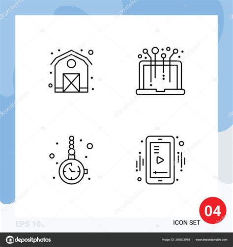 Mobile Interface Line Set Pictograms Agriculture Fashion Hardware System Watch Stock Vector By