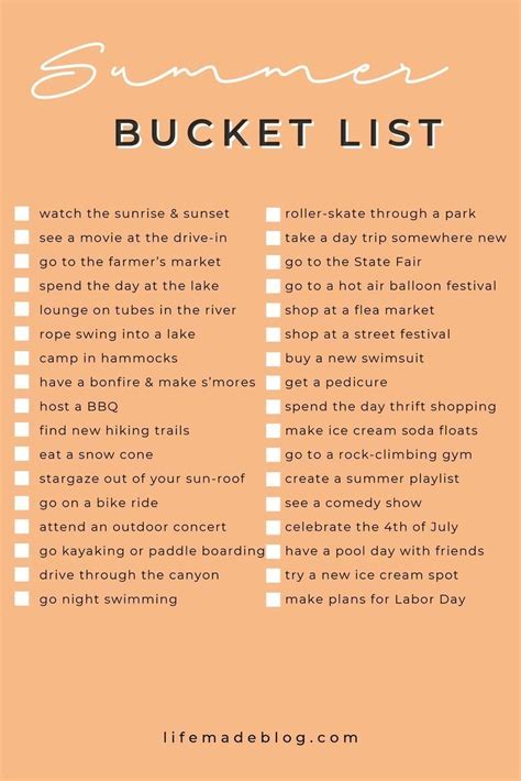 Summer Bucket List Summer Bucket Summer Bucket Lists Ultimate