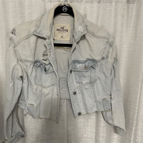 Xs Cropped Hollister Light Wash Denim Jacket Worn Depop