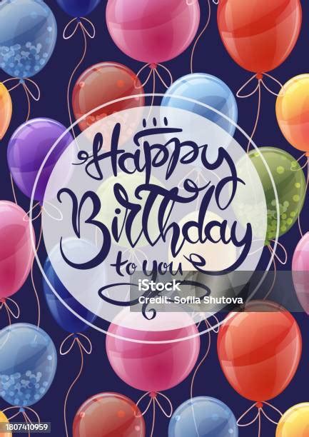 생일 인사말 카드 템플릿입니다 현수막 화려한 풍선과 전단지 생일 축하합니다 휴일 기념일 파티를 위한 초대장 디자인 배경 주제에 대한 스톡 벡터 아트 및 기타 이미지 Istock
