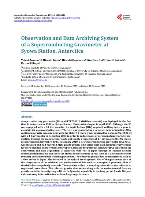 Pdf Observation And Data Archiving System Of A Superconducting Gravimeter At Syowa Station