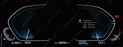 Illustration Of Empty Illuminated Car Dashboard Panel Concept Modern Digital Lcd Instrument