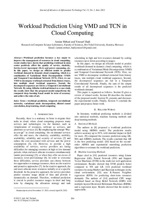 Pdf Workload Prediction Using Vmd And Tcn In Cloud Computing
