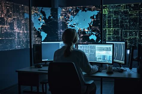 Premium Ai Image Rear View Of Analyst Working With Computer In Business Analytics System