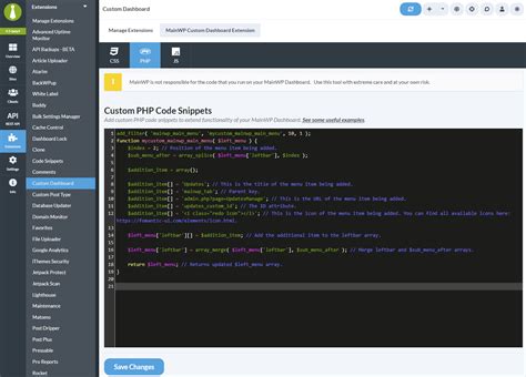 How To Add New Menu Entries To The Mainwp Dashboard Navigation Mainwp Wordpress Management