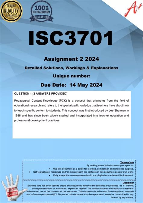 Isc3701 Assignment 2 Complete Answers 2024 Due 14 May 2024