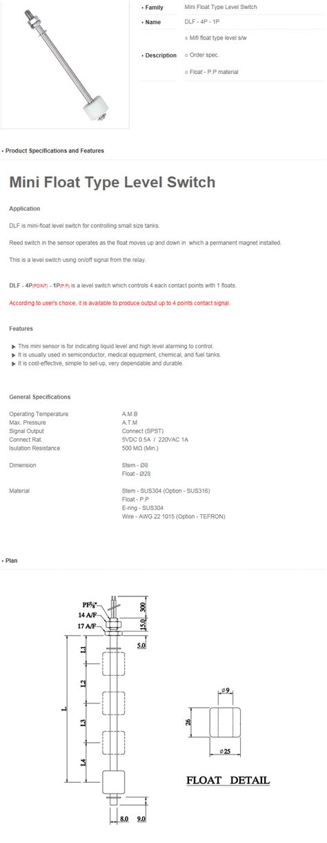 Mini Float Type Level Switch