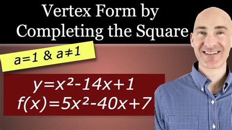 write a quadratic equation in vertex form by completing the square 2