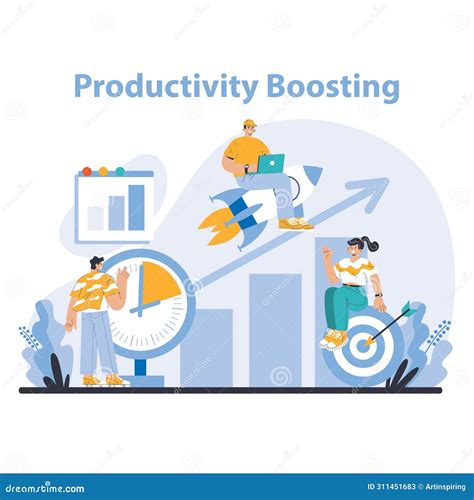 Productivity Boosting Concept Flat Vector Illustration Stock Vector Illustration Of