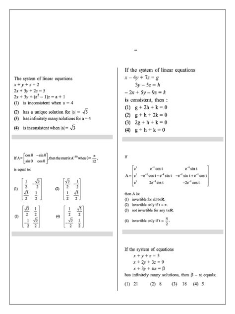 Previous Year Question Bank Mathematics Matrices And Determinants Pdf
