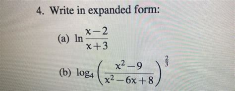 solved 4 write in expanded form x 2 a in x 3 b log4