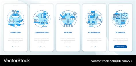 Political Ideologies Blue Onboarding Mobile App Vector Image