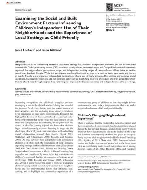 Pdf Examining Social And Built Environment Factors Influencing