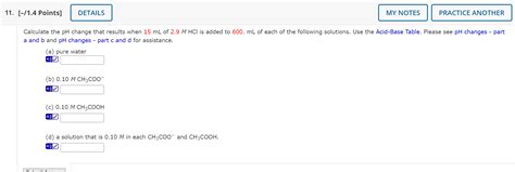 Calculate The PH Change That Results When ML Of Chegg