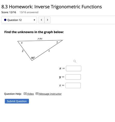 Solved Homework Inverse Trigonometric Functions Score Chegg