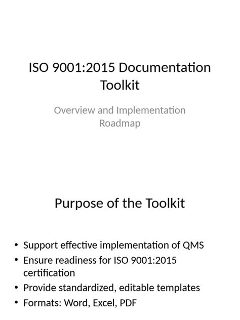 Iso 9001 Documentation Toolkit Overview Pdf