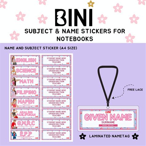 Bini Notebook Stickers Subject Stickers Name Label Stickers Shopee Philippines