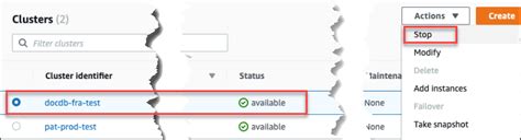 Arresto E Avvio Di Un Cluster Amazon Documentdb Amazon Documentdb