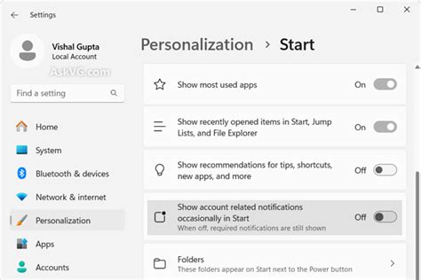 Tip Disable User Account Notification Badges In Start Menu In Windows AskVG
