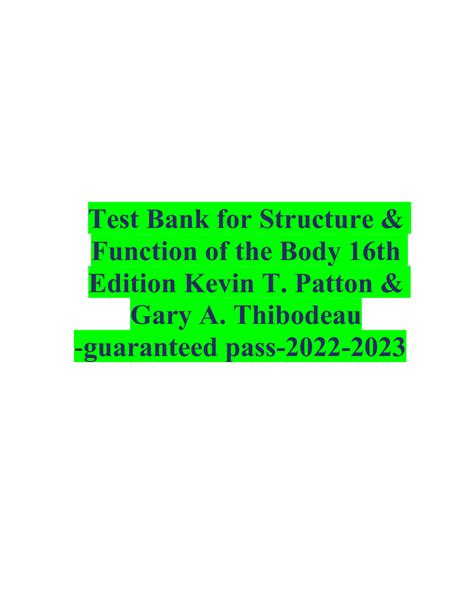 test bank for structure and function of the body 16th edition kevin t