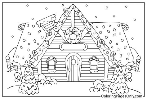 Gingerbread House To Color Free Printable Coloring Pages