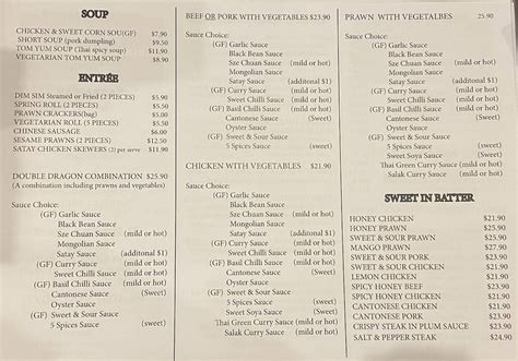 Menu At Double Dragon Chinese Moama Restaurant Moama