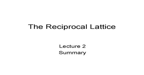 Pdf Reciprocal Lattice Pdf Dokumen Tips