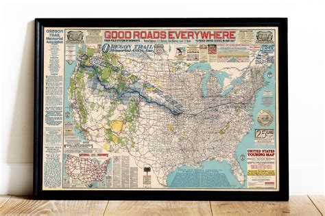 Usa Vintage Highway Map High Quality Printed Map Of The Usa