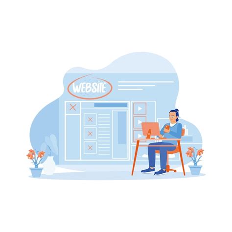 premium vector computer expert sketching a website development layout