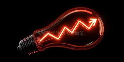 Incandescent Light Bulb With Rising Arrow Chart Illustrating Increasing