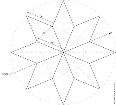 Схема объемной звезды из бумаги