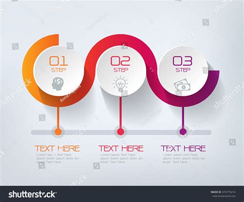 Three Steps Infographics Can Illustrate A Strategy Workflow Or Team Work Stock Vector