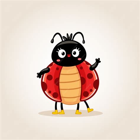 손으로 그린 만화 무당 벌레 그림 무료 벡터