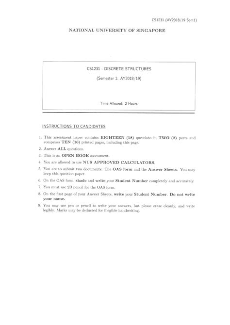 Exam 2 February 2019 Questions CS1231 Studocu