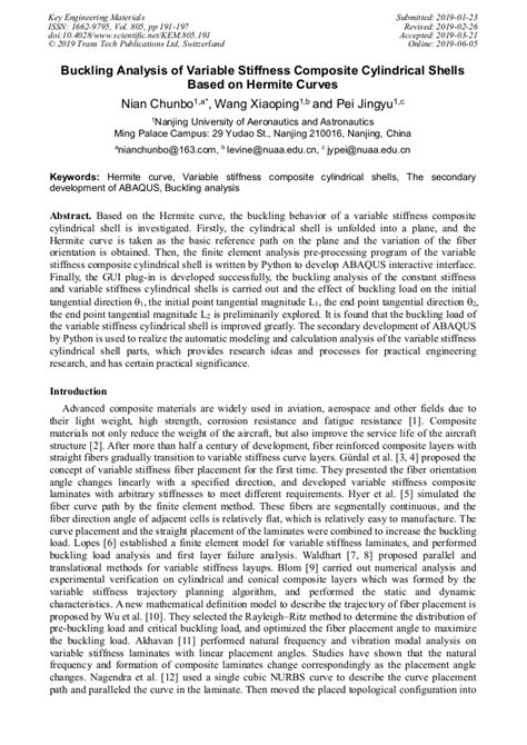 Buckling Analysis Of Variable Stiffness Composite Cylindrical Shells Based On Hermite Curves