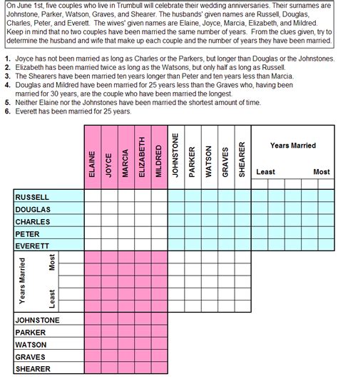 Free Printable Logic Grid Puzzles Printable Calendars At A Glance