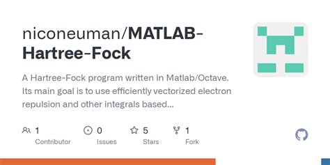 github niconeuman matlab hartree fock a hartree fock program written