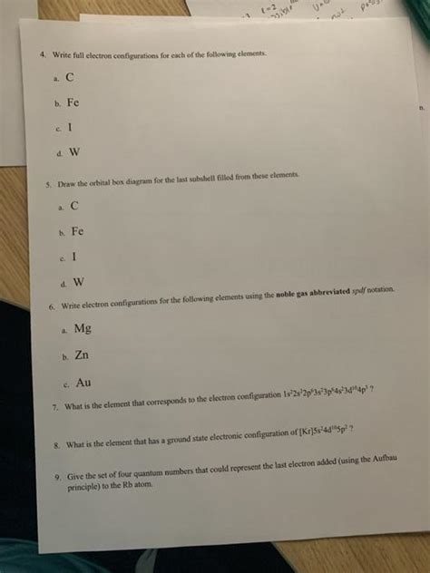 Solved 4 Write Full Electron Configurations For Each Of The