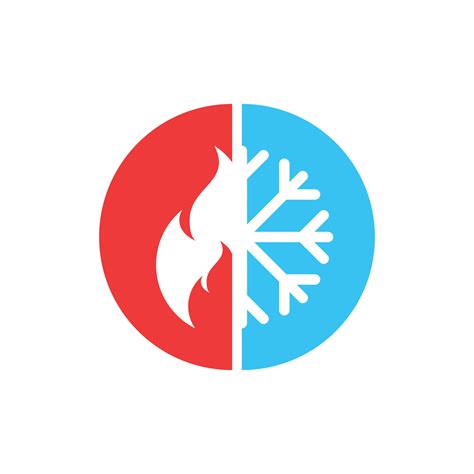 Hot And Cold Icon In Flat Style Snowflake And Flame Vector